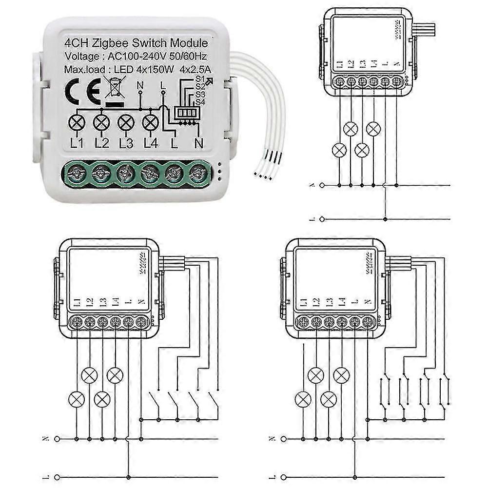 Tuya Zigbee Smart Switch Module 4 Gang Compatible Alexa Home Yandex ...