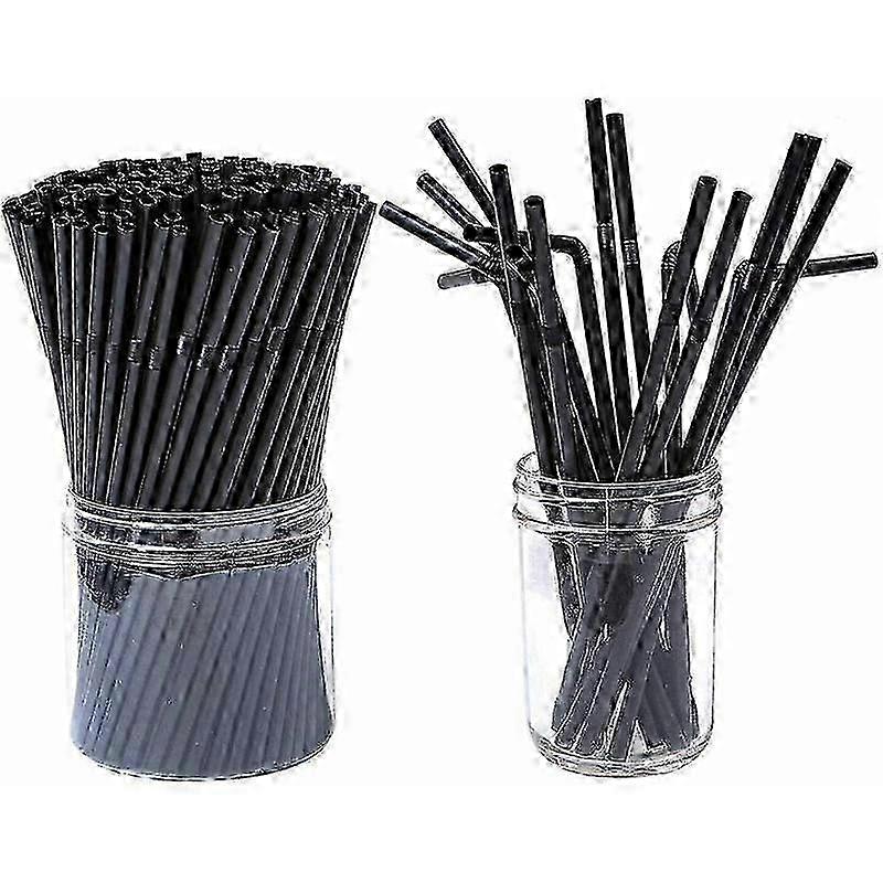 2025 New Models 500 Count Black Plastic Bendable Straws 6mm x 21cm ...