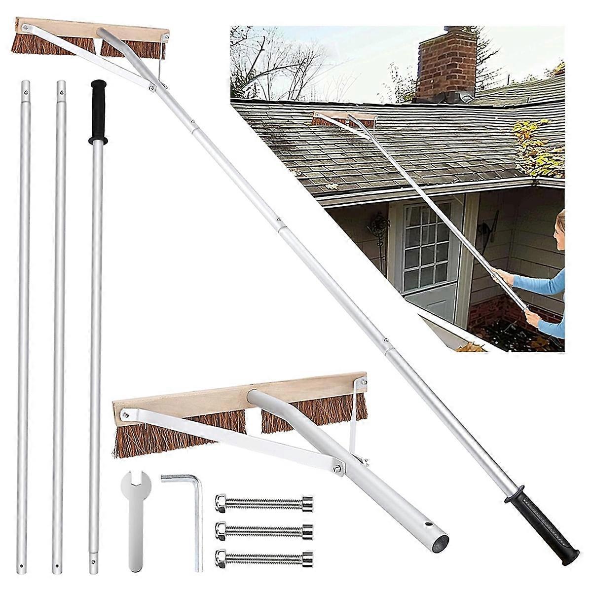 Roof Brush and Roof Rake, Remove Roof Leaves and Snow Safely, 21Ft ...