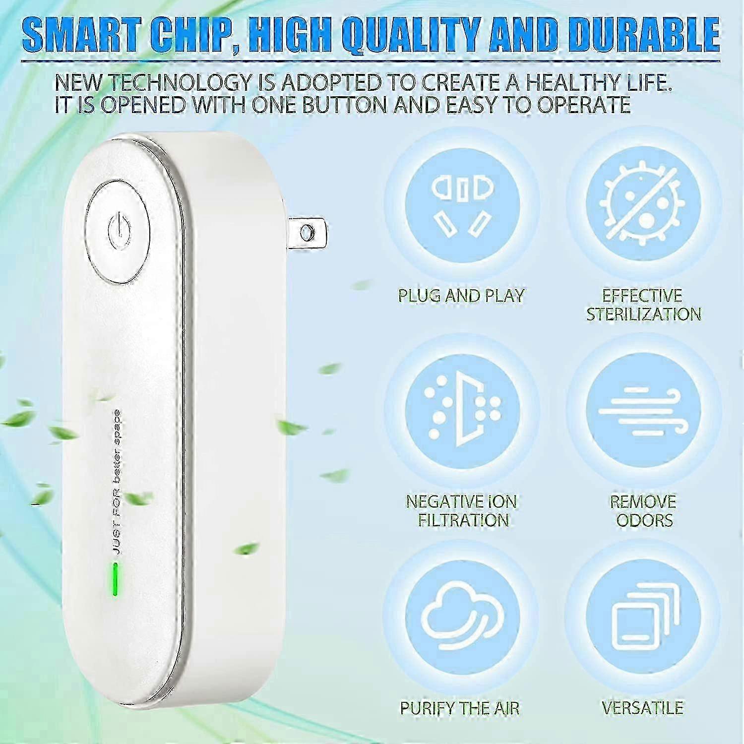 3-Pack Plug-In Air Purifier Portable Negative Ion Generator Filterless ...