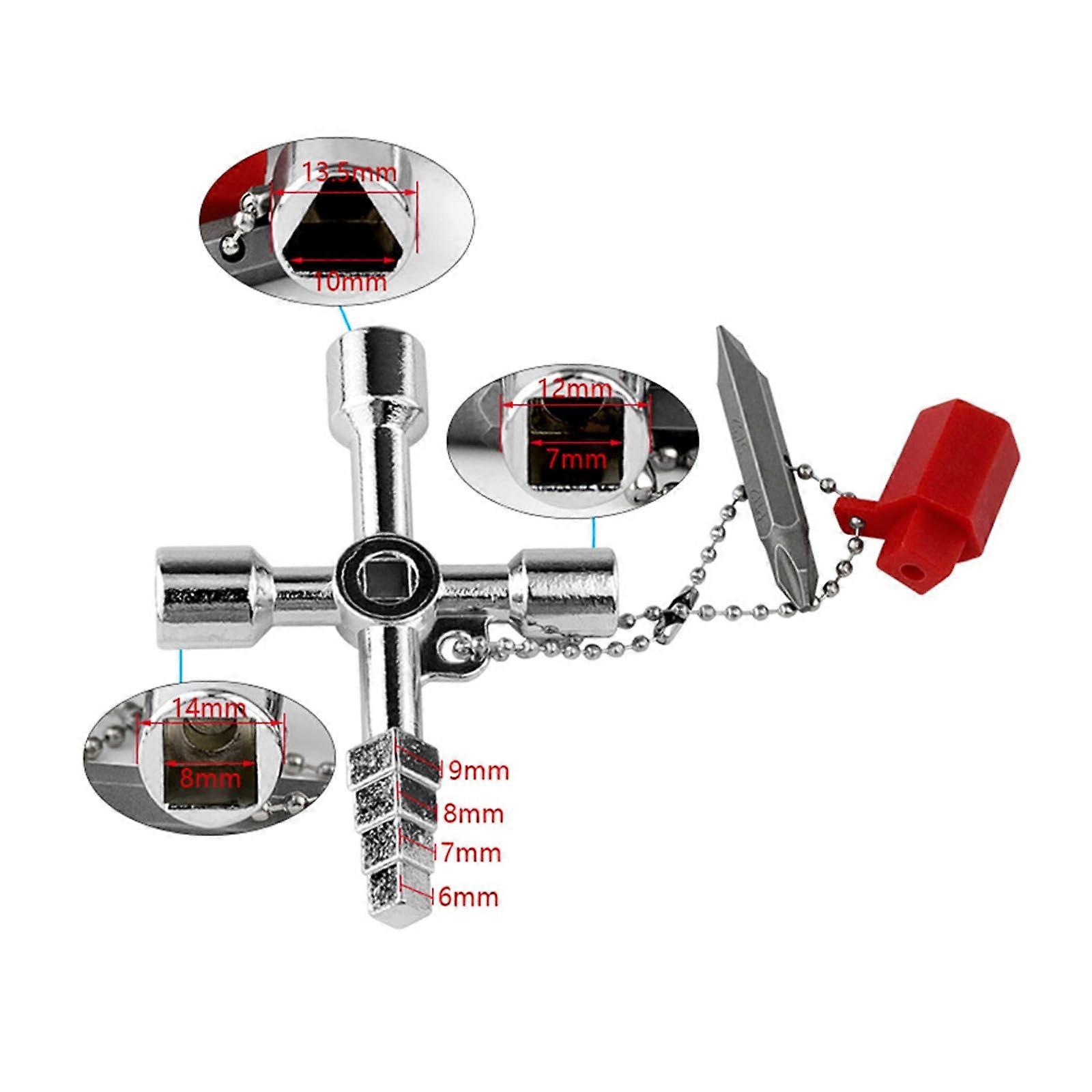 4-in-1 Utility Cross Key Multifunctional Wrench Tool Triangle/Square ...