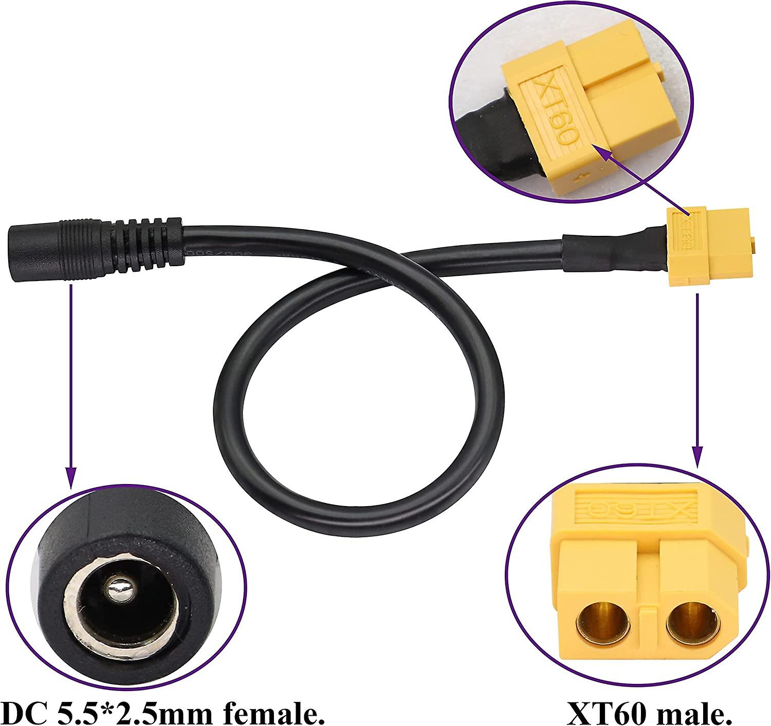 Xt60 To Dc Connector Cable Xt60 Female To Dc5.5mm X 2.5mm Female Cable ...