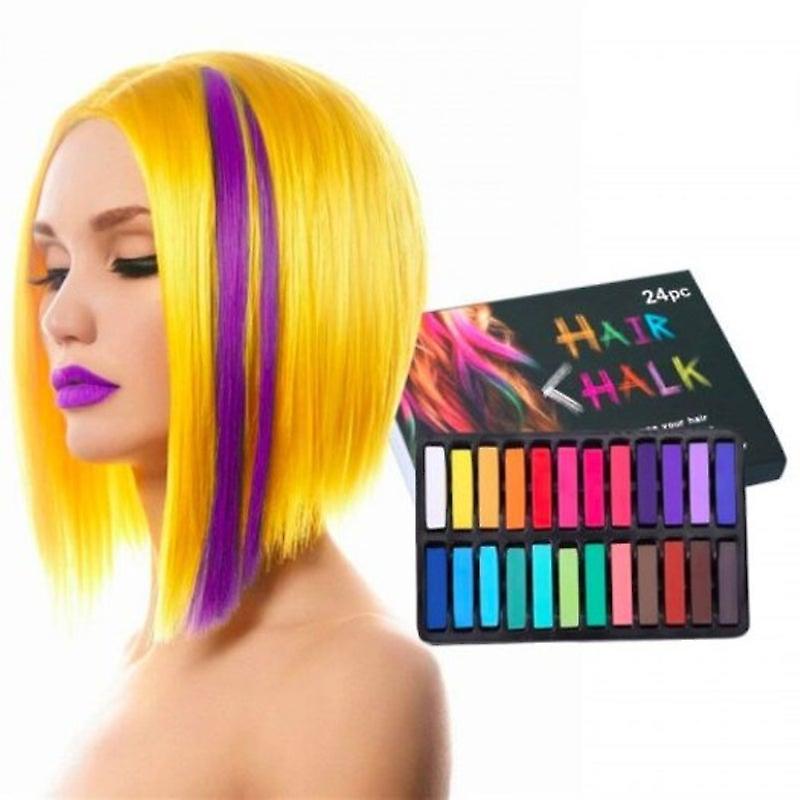 Temporary 24 Colors Crayons For Hair Non Toxic Chalk Dye Pastels Stick ...