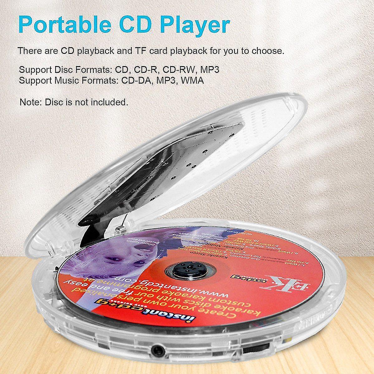 Portable CD Player Walkman Music Player Support TF Card Digital Display ...