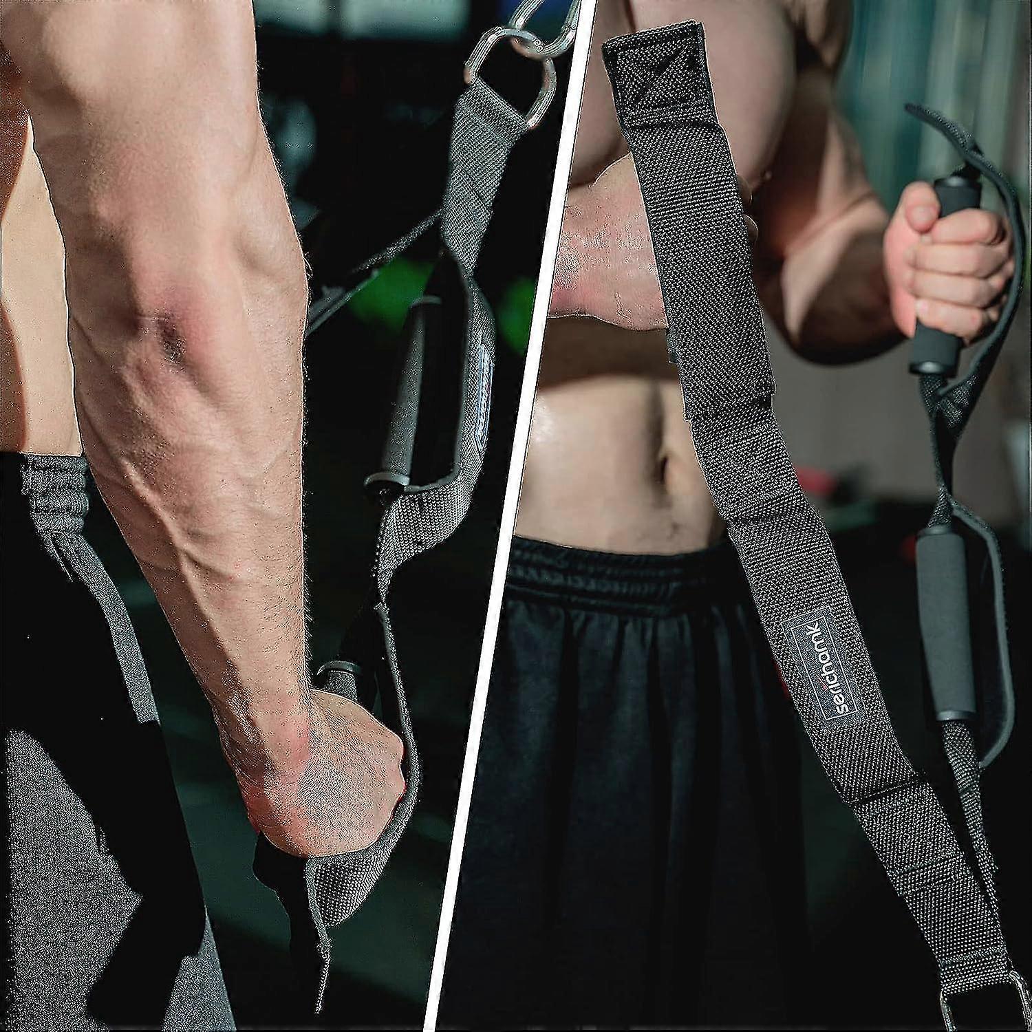 Tricep Rope Cable Attachment For Gym 2 Handles Built In 1 Strap,long Rope Cable Attachment ...