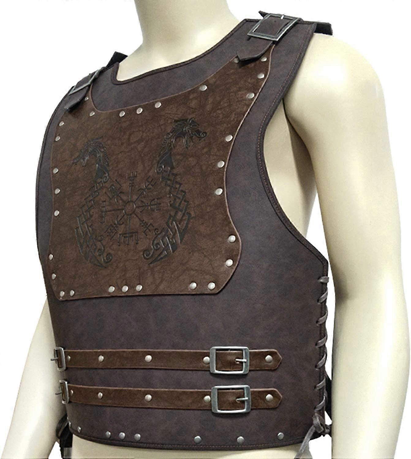 Viking Warrior PU Leather Chest Armor Retro Knight Leather Body Armor ...
