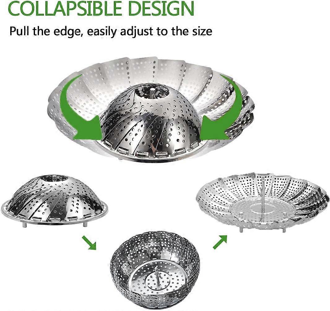 Stainless Steel Vegetable Steamer for Saucepan, Metal Collapsible Pan ...