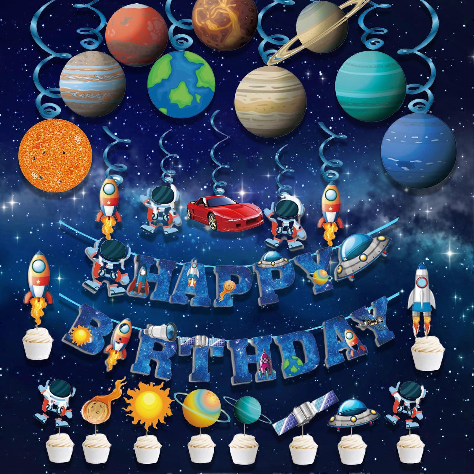 Space Birthday Party Decorations Astronaut Spaceship Theme Happy ...