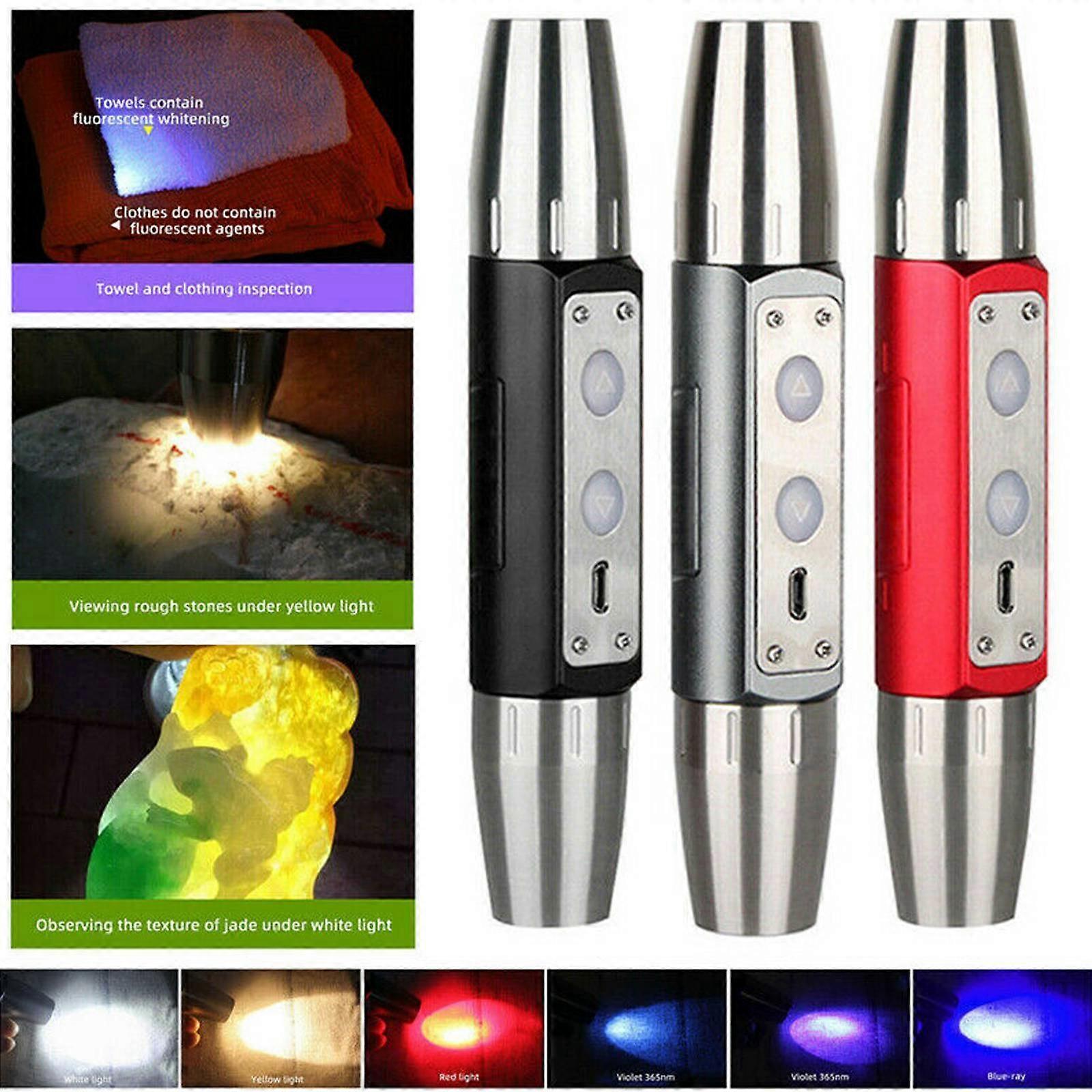 LED Blacklight Flashlight White Yellow UV Light Jade Gem Torch 365nM+395nM Fk | Fruugo UK