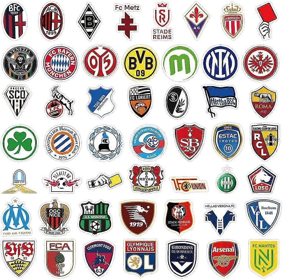 100pcs Soccer Team Logo Stickers, Soccer Club Sticker Pack, Waterproof ...