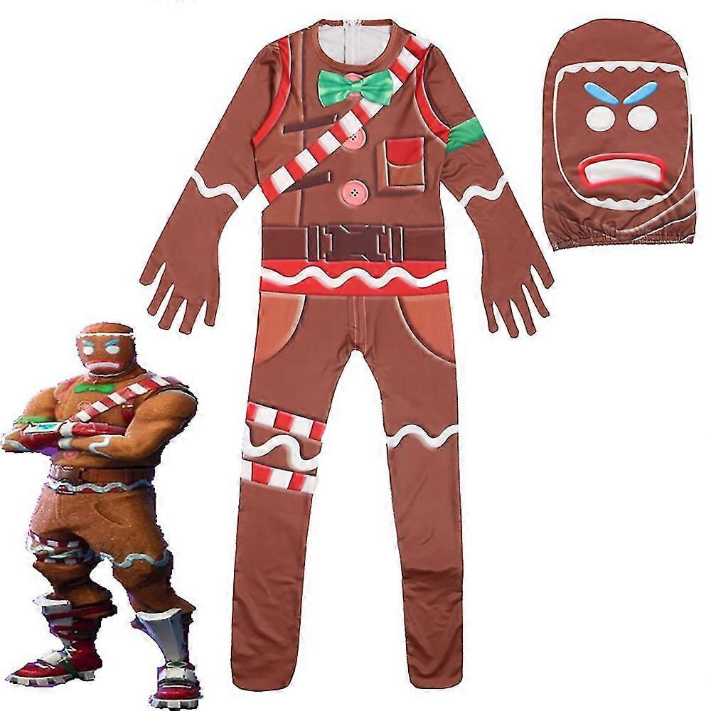 Gingerbread Men Jumpsuit Costume Halloween Cosplay Costume With Mask ...