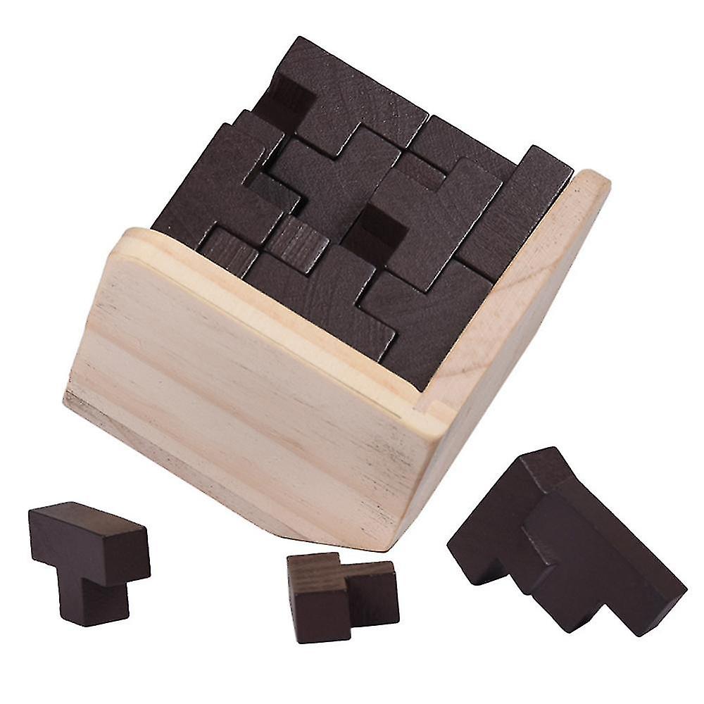 T Shape 3d Wooden Puzzles Building Brain Teaser Luban Interlocking Toy ...