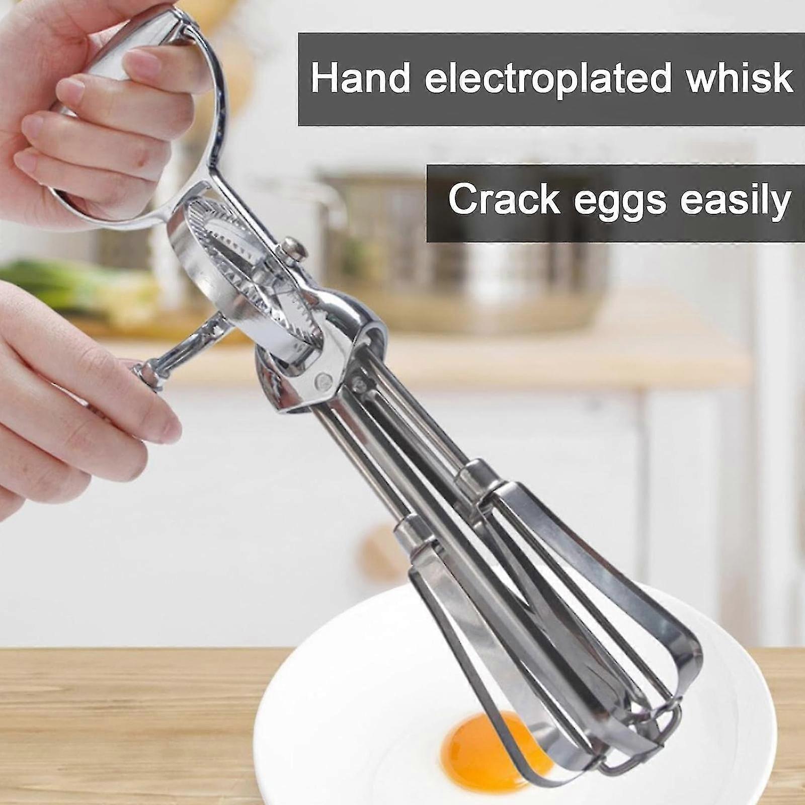 Hand Crank Egg Beaters,Handheld Double Head Stainless Steel Rotary Hand ...