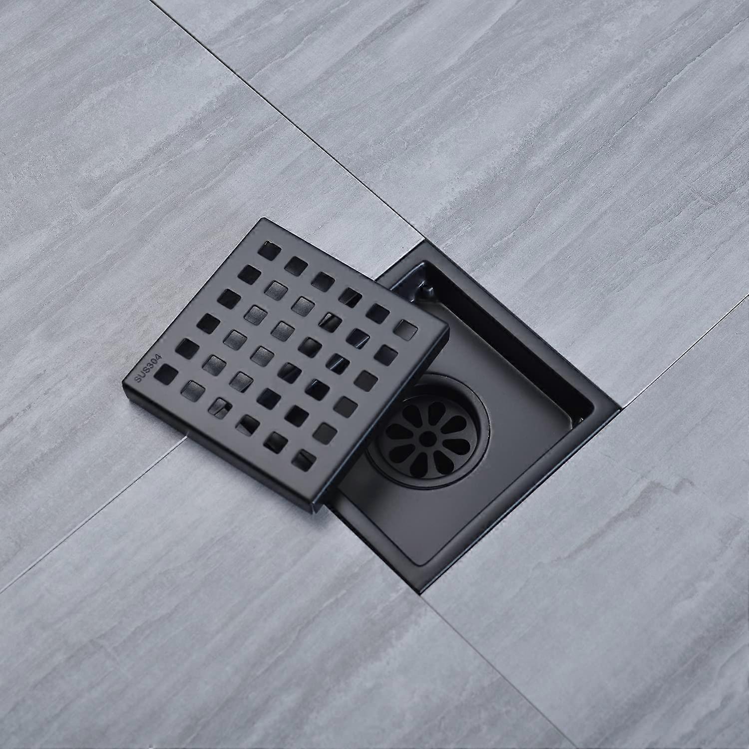 Square 4" (110MM) Shower Drain with Adjustable Shower Drain Base Flange ...