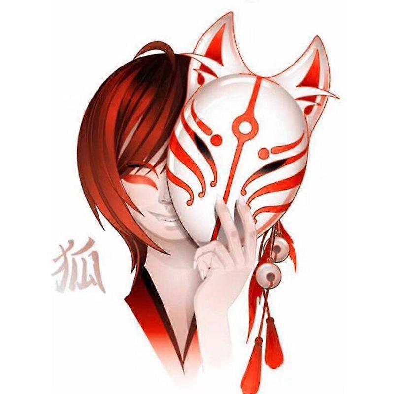 Japanese Fox Masks Cosplay Full Face Fox Mask with Feather Tassels ...
