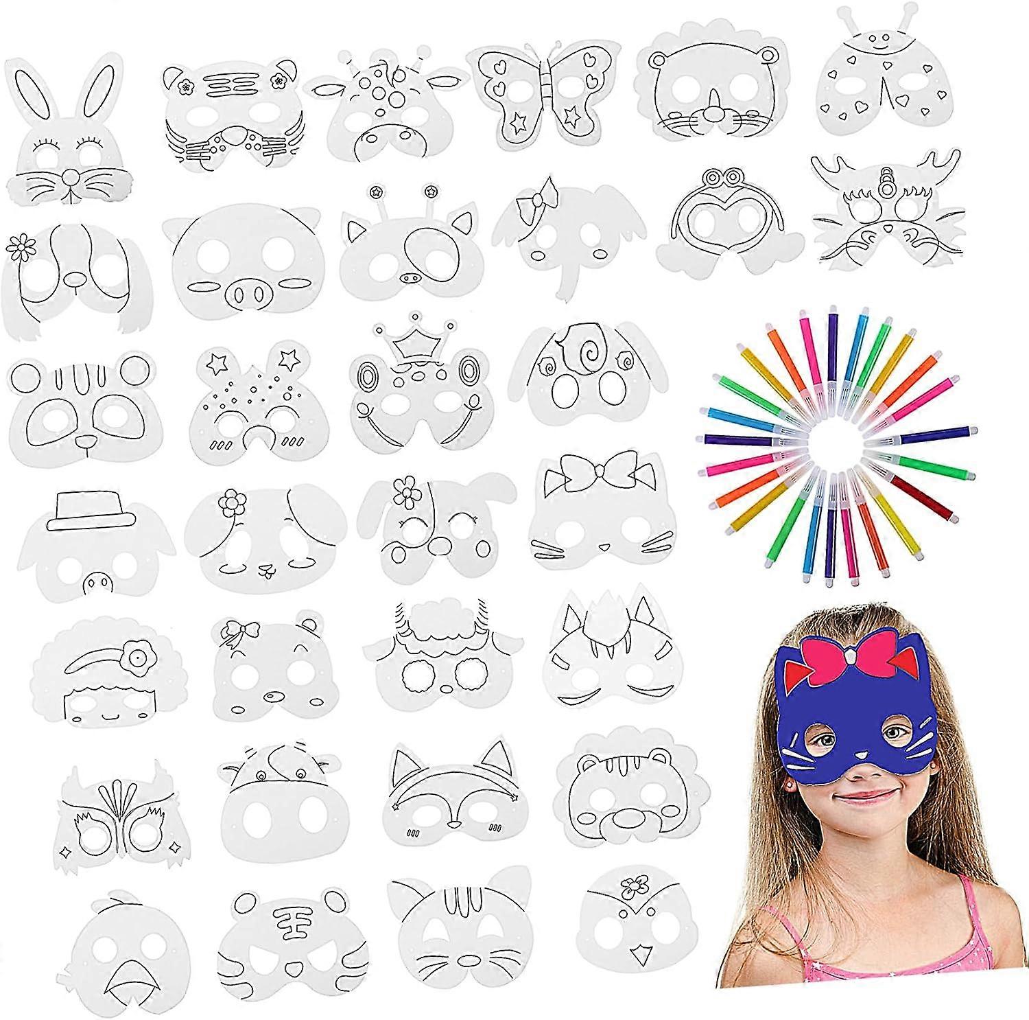 1 Set paper masks to paint animal masks to paint animal masks craft ...