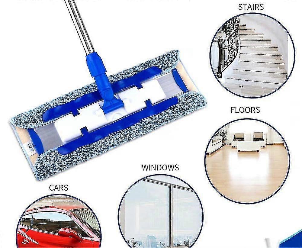 Professional Microfiber Floor Mop with 3 Refill Cloths, 360 Swivel Head ...