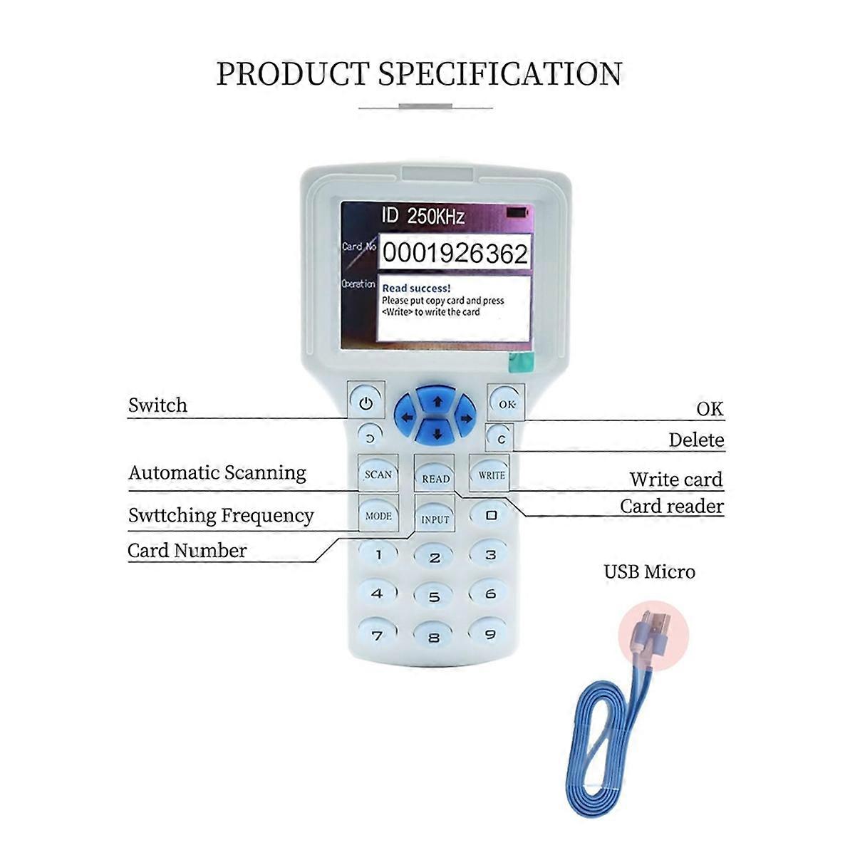 RFID Copier RFID Reader Writer Multi-Frequency RFID Card Reader | Fruugo CA