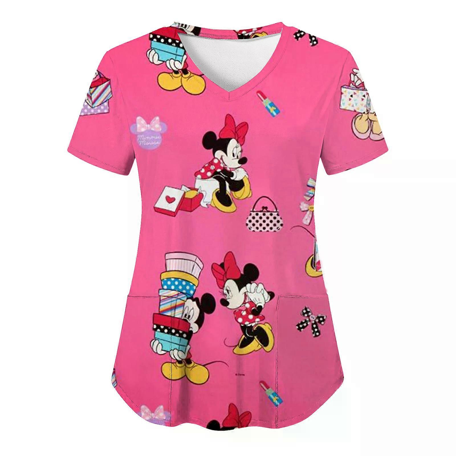Miniso Minnie Mouse T-shirts V Neck Woman Clothes Hospital Tops Disney ...
