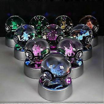 Glowing Pokball Home Decor for Gaming Room Bedroom 3D Glass Pokemon ...