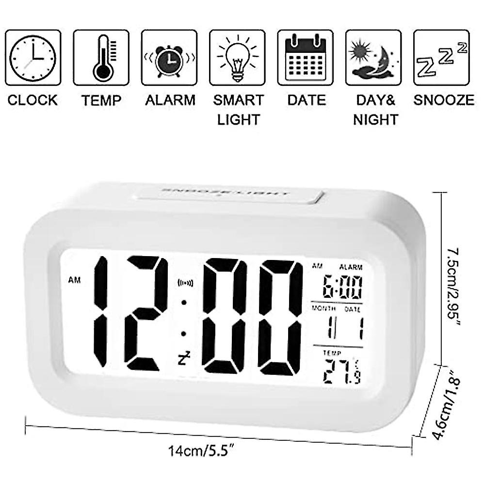 Digital Alarm Clock Rechargeable Digital Clock With Smart Light Sensor ...