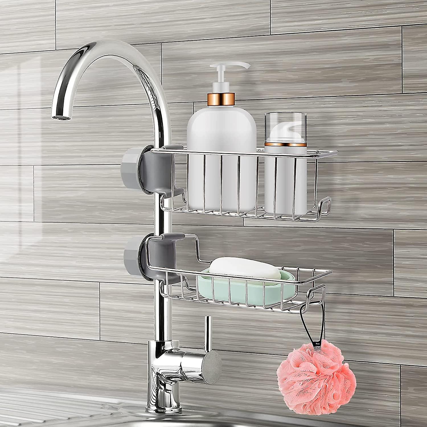 Set Of 2 Stainless Steel Shower Shelf Without Drilling, Stainless Steel ...