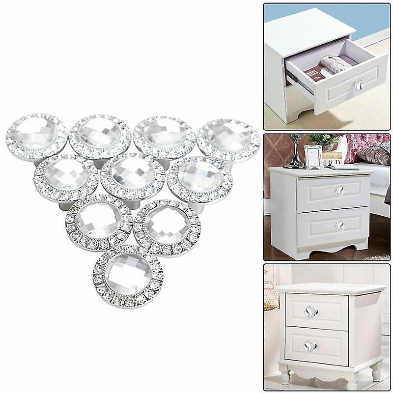 4 Pcs Round Door Knob 30mm Handle Sparkly Crystal Rhinestone Handle ...