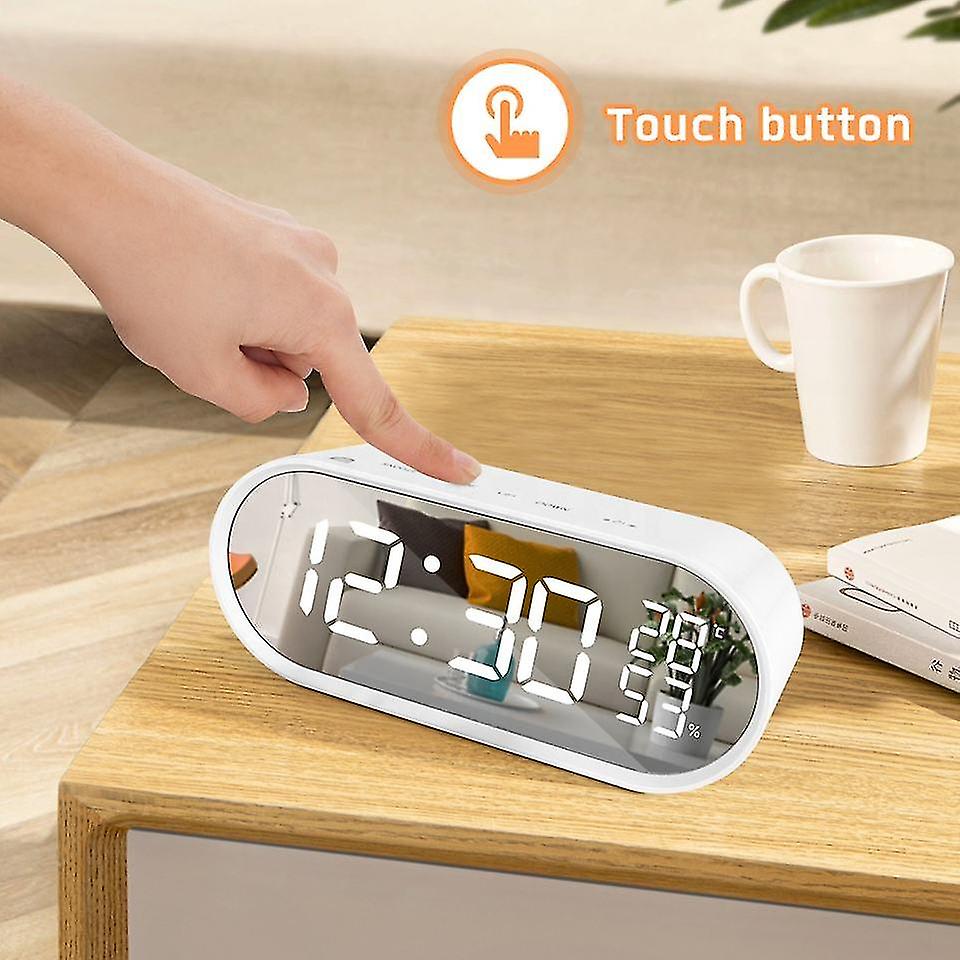 Digital Alarm Clock, Large Display Led Mirror Electronic Clocks, Dual ...