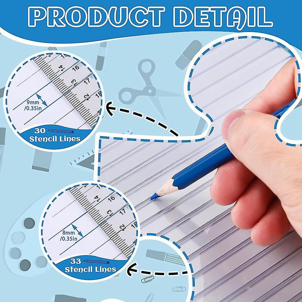 2 Pcs Straight Line Stencil 28 Cm Scale Calligraphy Template For ...