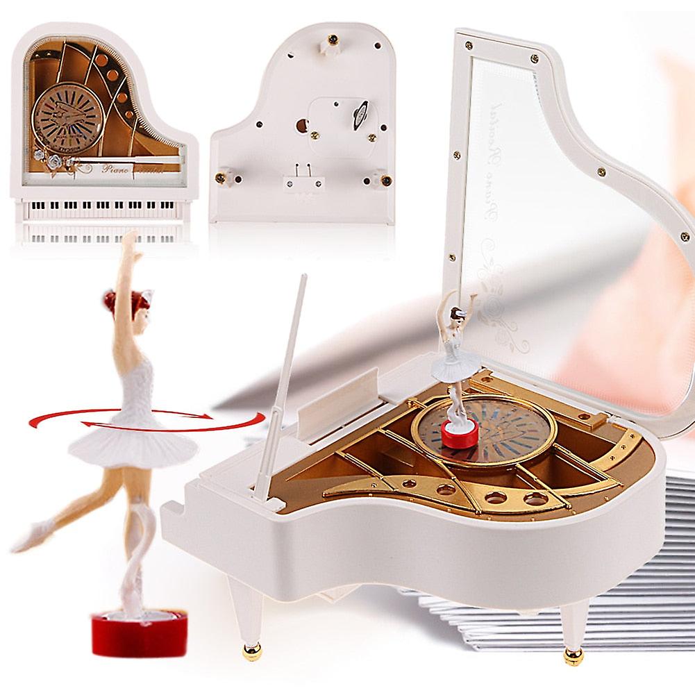 New Romantic Classic Piano Model Music Box Dancing Ballerina Hand Crank ...