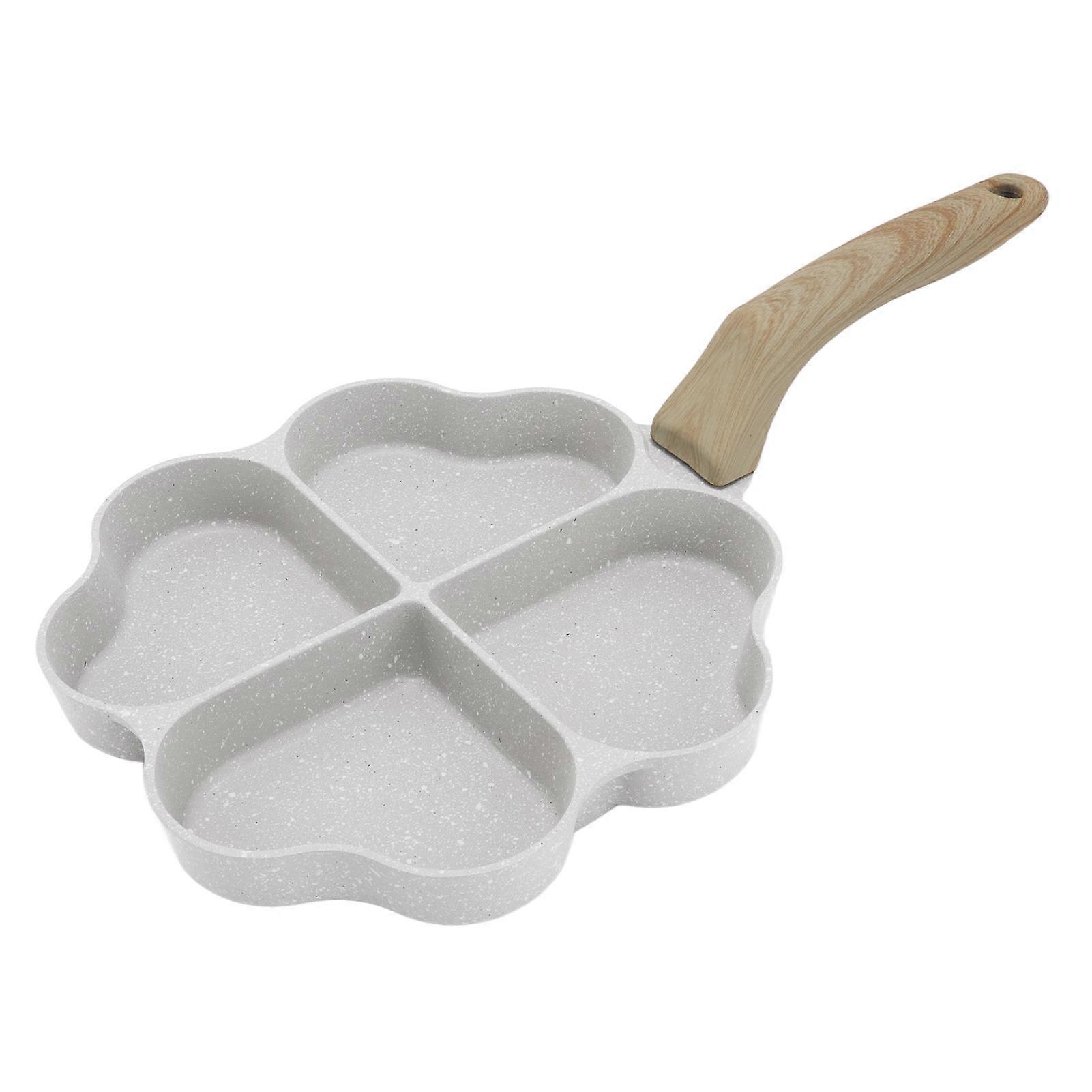 Nonstick Heart Shaped Egg Frying Pan with Handle for Kitchen Uniform Heating 4 Cup Pancake Pan ...
