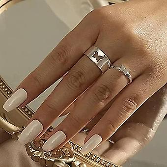 2 pcs Butterfly Rings for Women Matching Rings for Couples Rings Silver ...