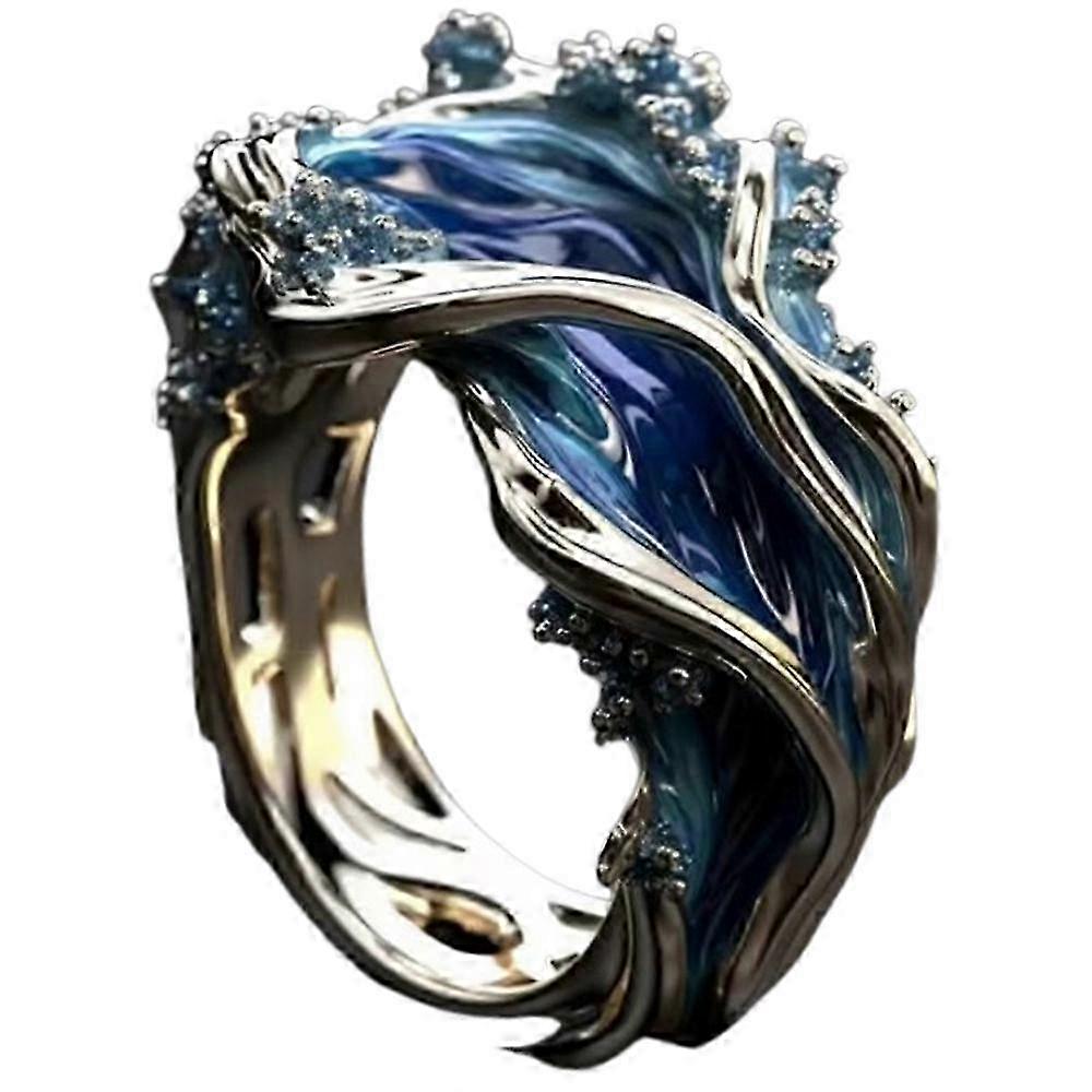 2024 Ocean's Oath Rings The Heartbeat of The Sea Boho Blue Ocean Wave ...