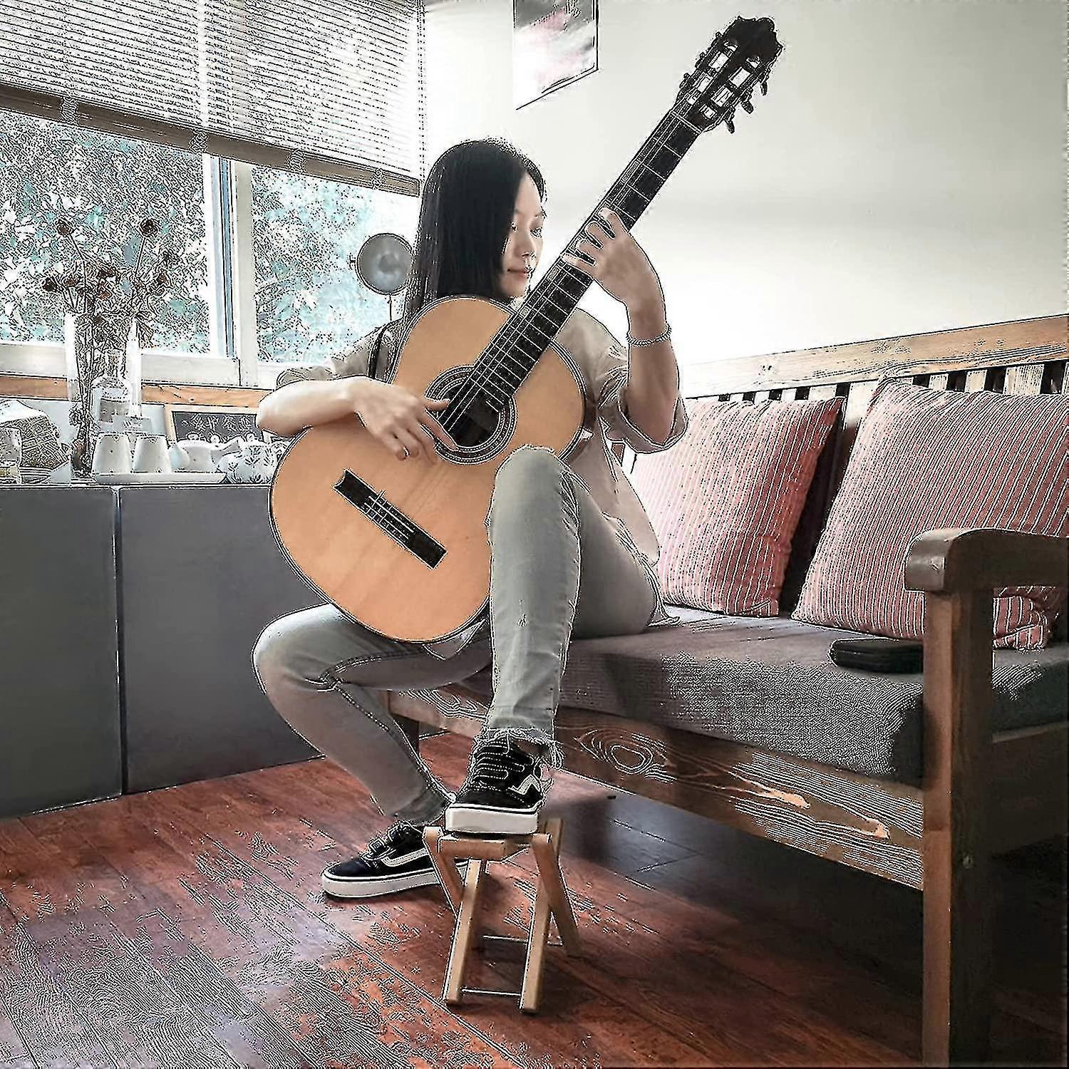 Wood Guitar Footstool, Folding Classical Guitar Foot Rest With 4 ...