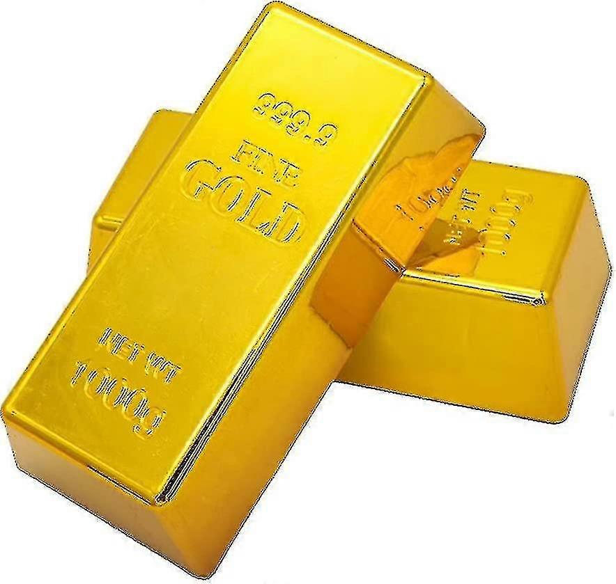 2pcs Fake Gold Bar Fake Golden Brick Replica Decorations Realistic Gold ...