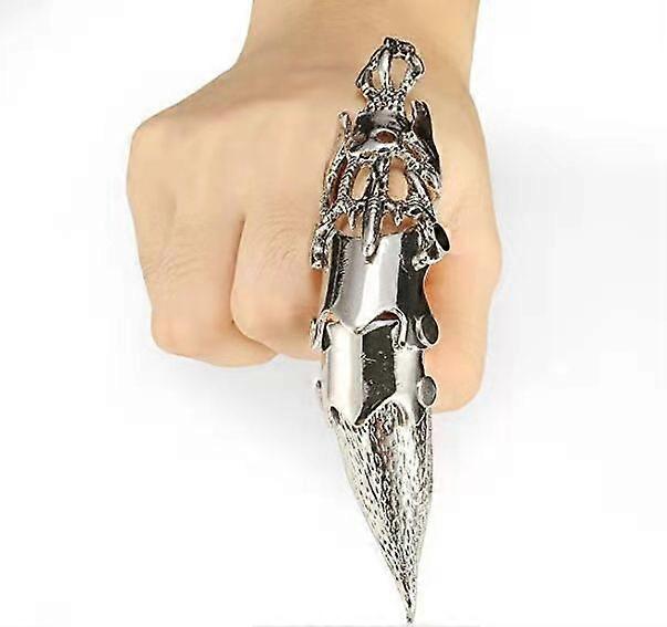 Men's Jewelry Silvery Armour Knuckle Full Finger Double Loop Activity ...