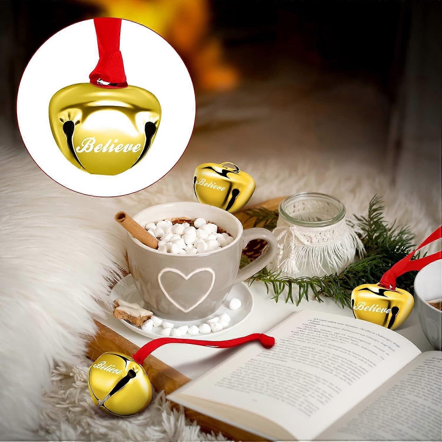 100 Pieces Christmas Believe Bell Ornaments 1.5 Inch Polar Express Bell ...