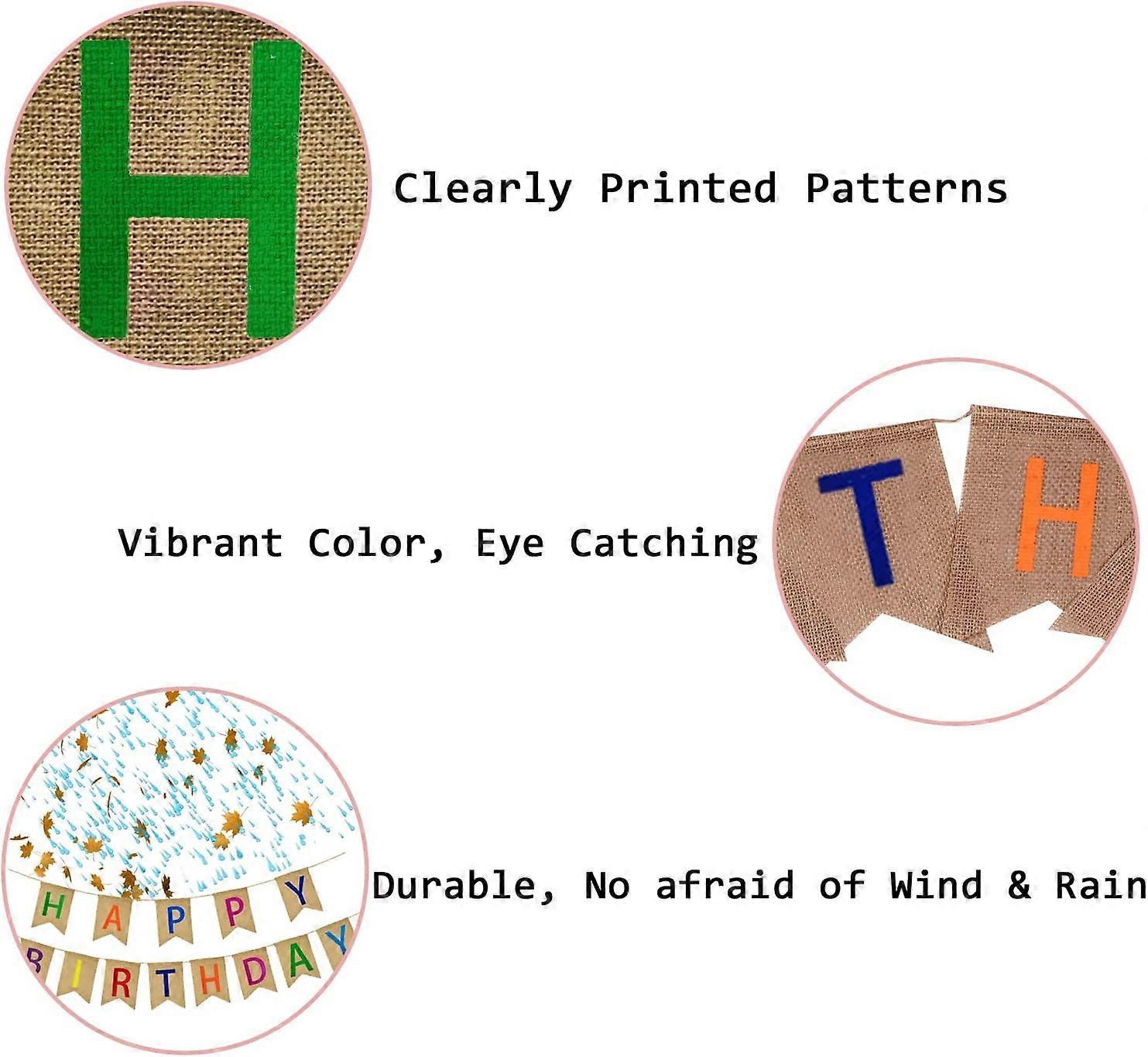Happy Birthday Burlap Banner Colorful Bunting Banner Garland Flags for ...