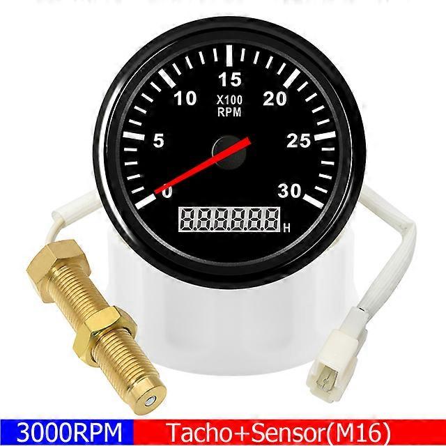 Red LED Auto Car Tacho Gauge with Copper Tacho Sensor M16 M18 0-3000RPM ...