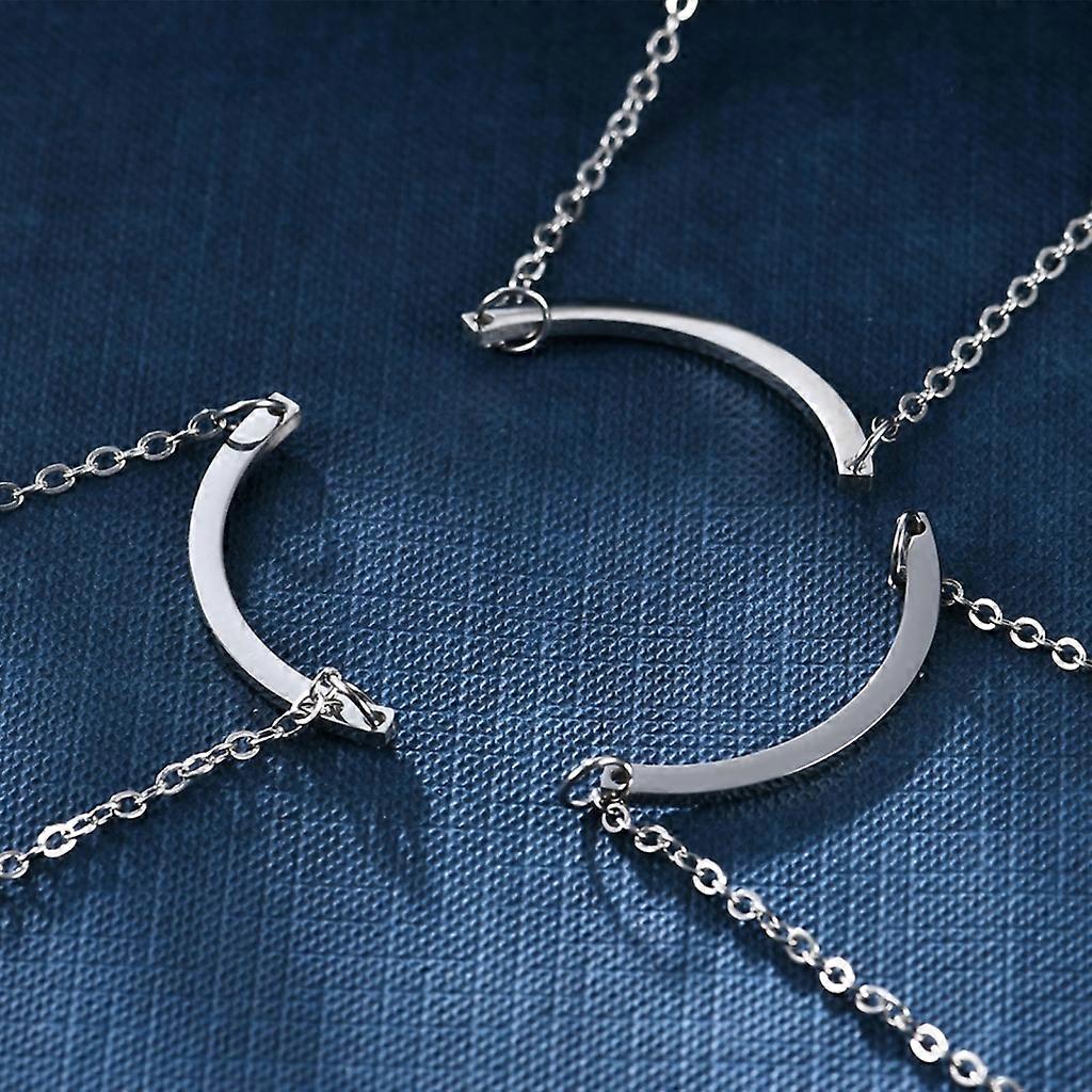 Square Pendant Jigsaw Necklace Round Puzzle Clavicle Chain Stainless ...