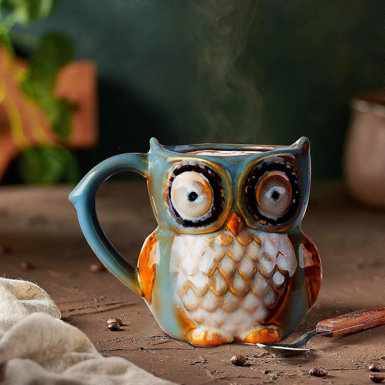2025 Suitable Cute Owl Coffee Cup Coffee Tea Cyan Cute Owl Morning ...