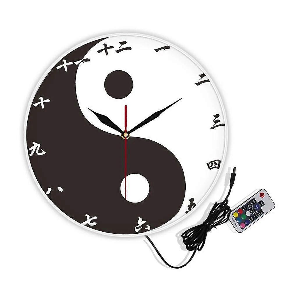 Yin Yang Modern Wall Clock With Chinese Numbers Feng Shui Zen Wall Art ...