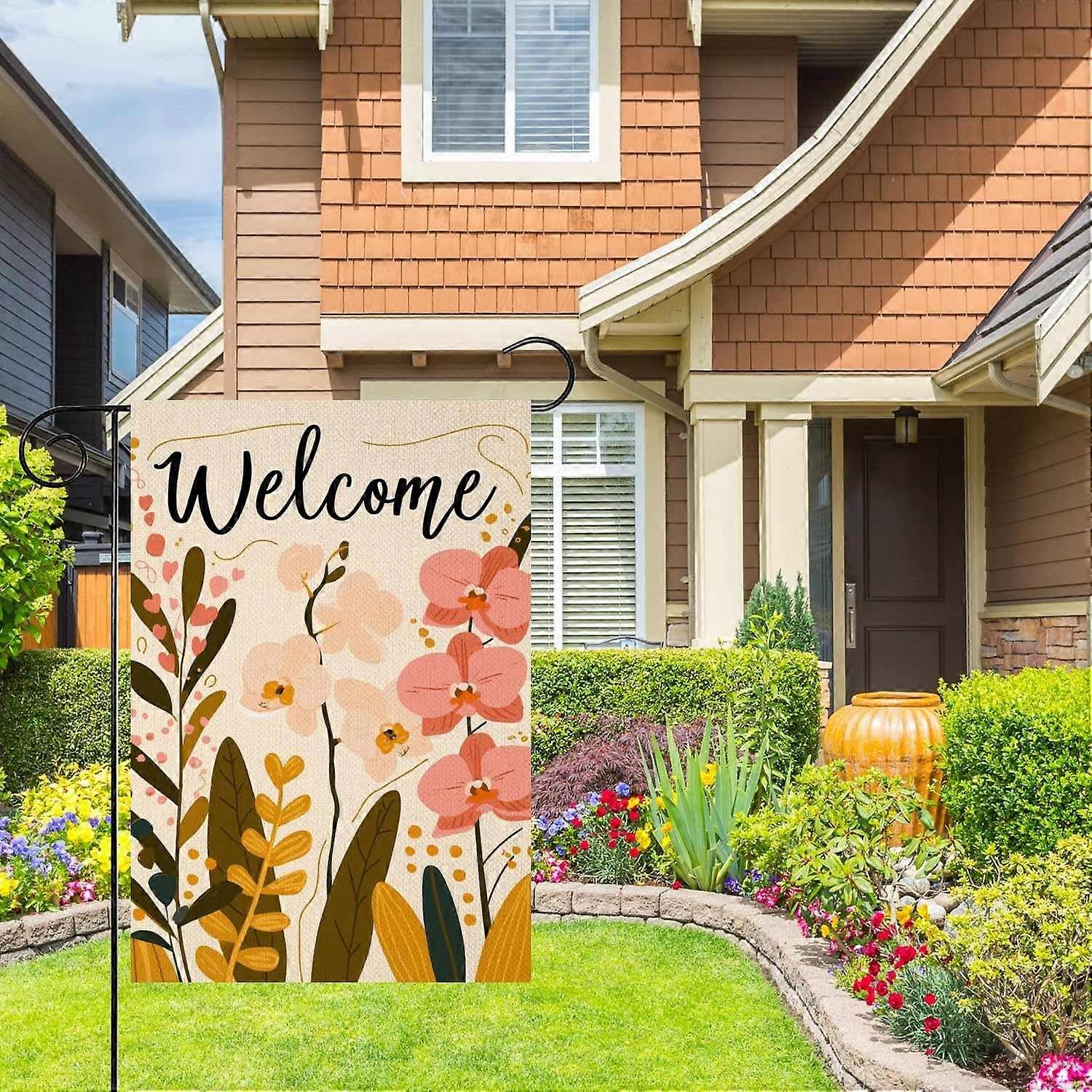 Welcome Spring Orchid Garden Flag 12 x 18 Inch Double Sided, Seasonal ...