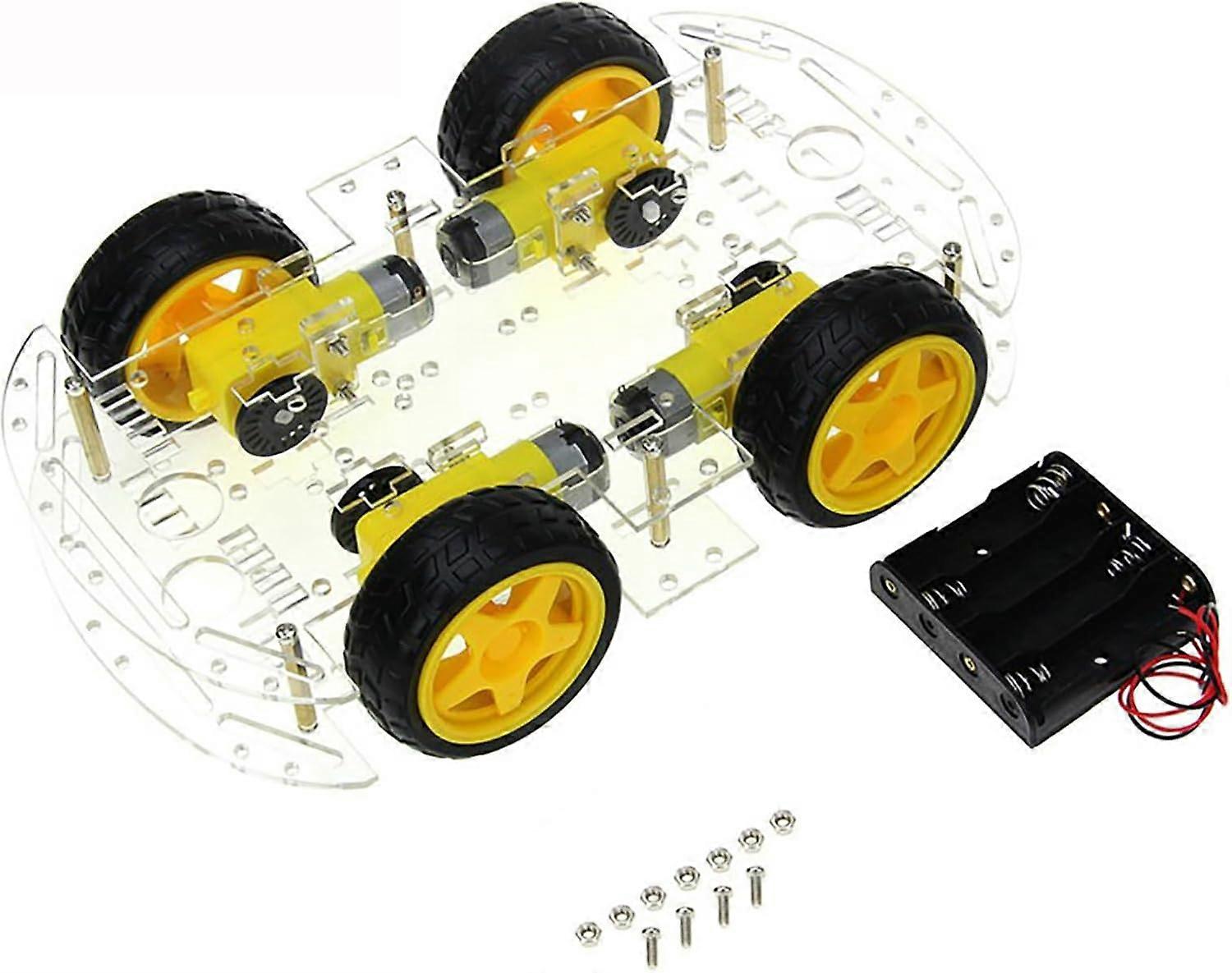 Smart Car Robot Chassis Kit, 4WD 4 Delay DC Motors, Simple Mechanical ...