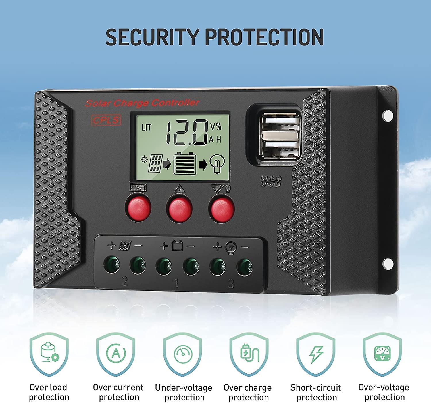 30a Charge Controller Solar Panel,12v/24v With Lcd And 5v Usb Port ...