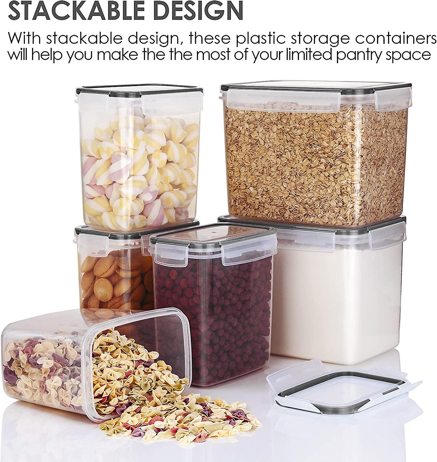 Airtight Food Storage Containers 6 Pieces - Plastic Bpa Free Kitchen ...