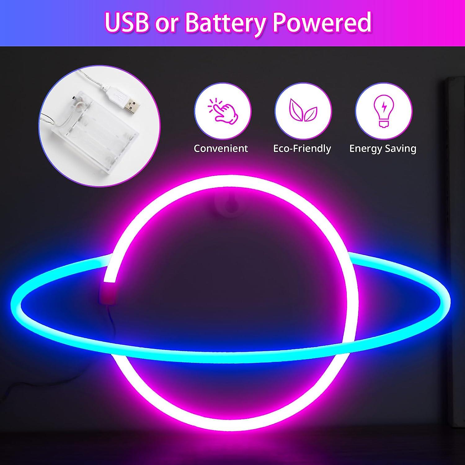 Planet Neon Sign, Bright LED Planet Neon Lights, USB or Battery Powered ...
