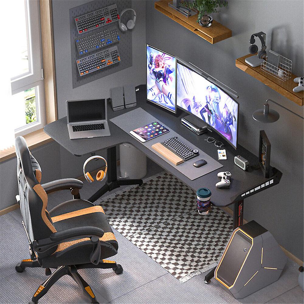 Xxxl Large Corner Gaming Desk L Shape Gamer Computer Table Rgb Led ...