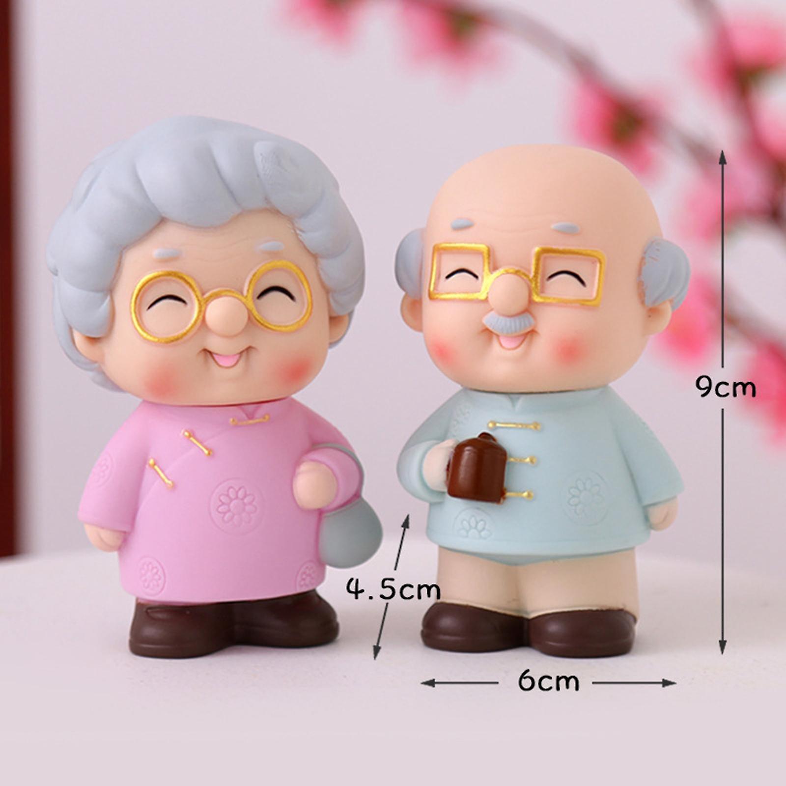 Loving Elderly Couple Figurines Parents Figure Miniature for Birthday ...
