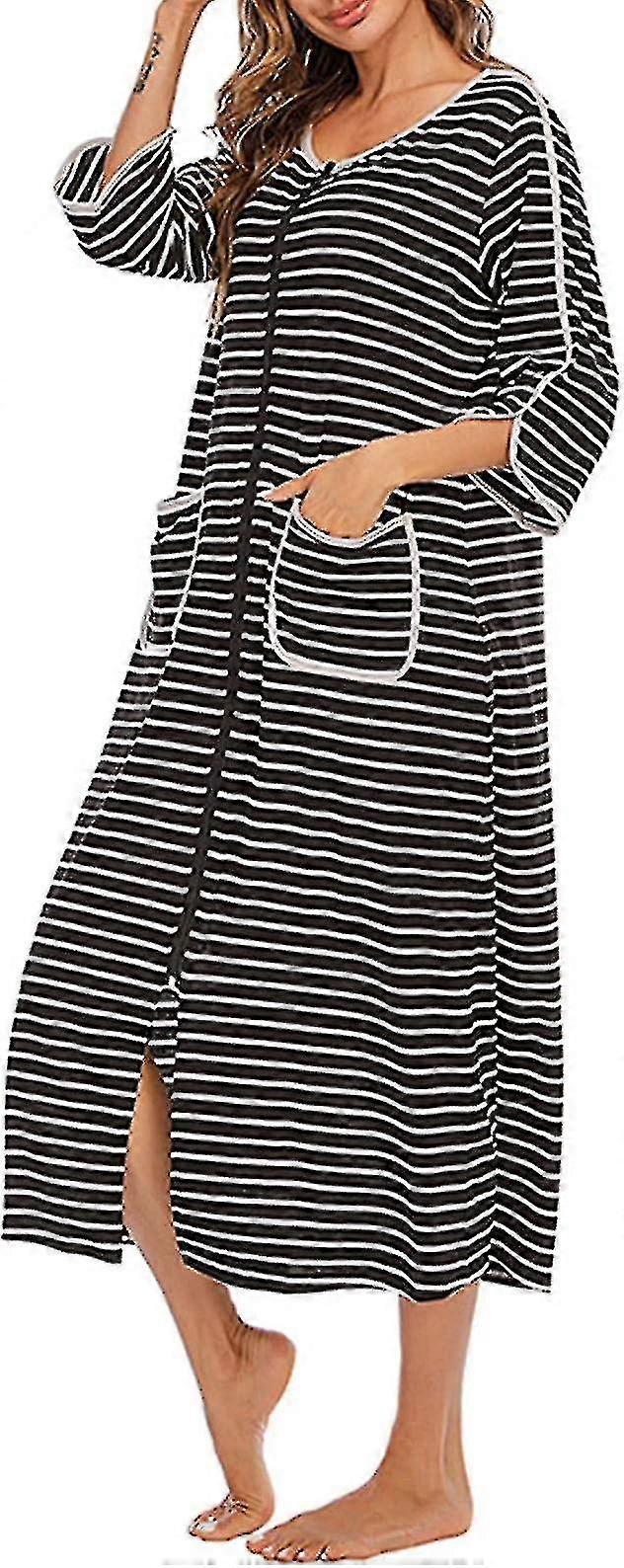 Womens Robes Dressing Gowns,women Zipper Robe Short/long Sleeve ...